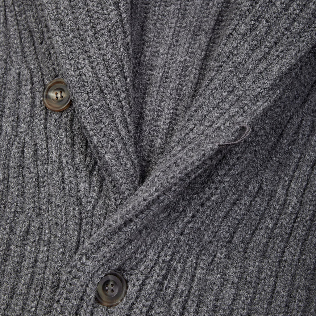 Shawl Collar Cardigan in Grey Mélange - Superfine Lambswool – Colhay's