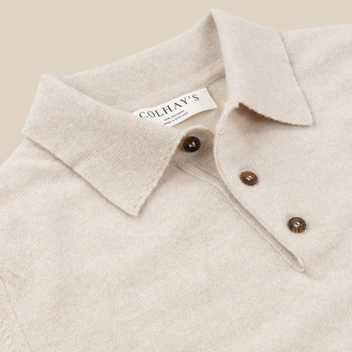 Cashmere Polo Shirt in Oatmeal – Colhay's