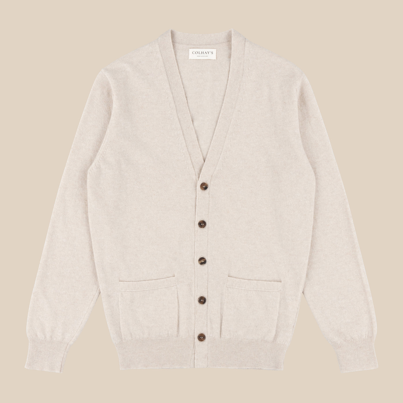 Superfine lambswool tennis cardigan in oatmeal