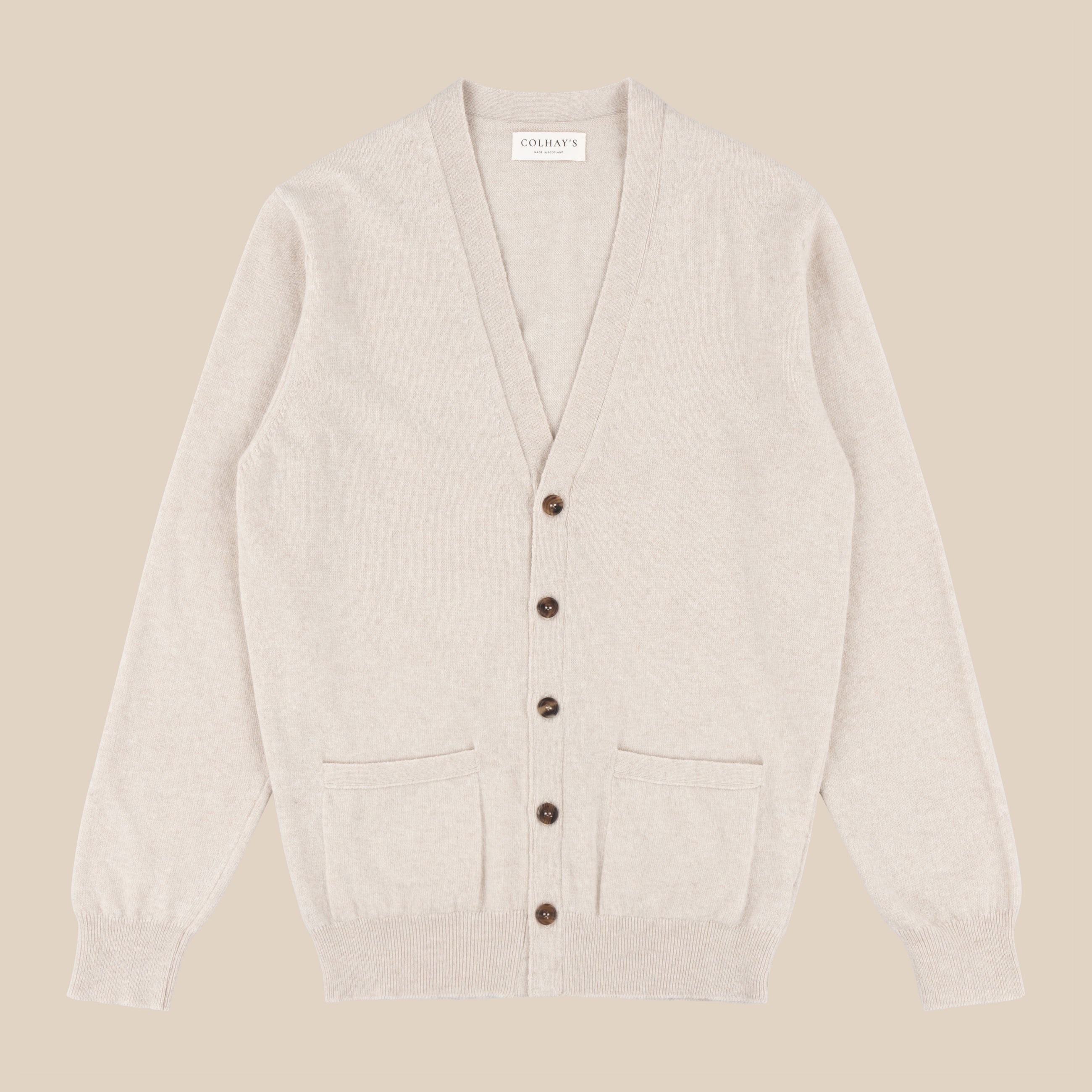 Superfine lambswool tennis cardigan in oatmeal